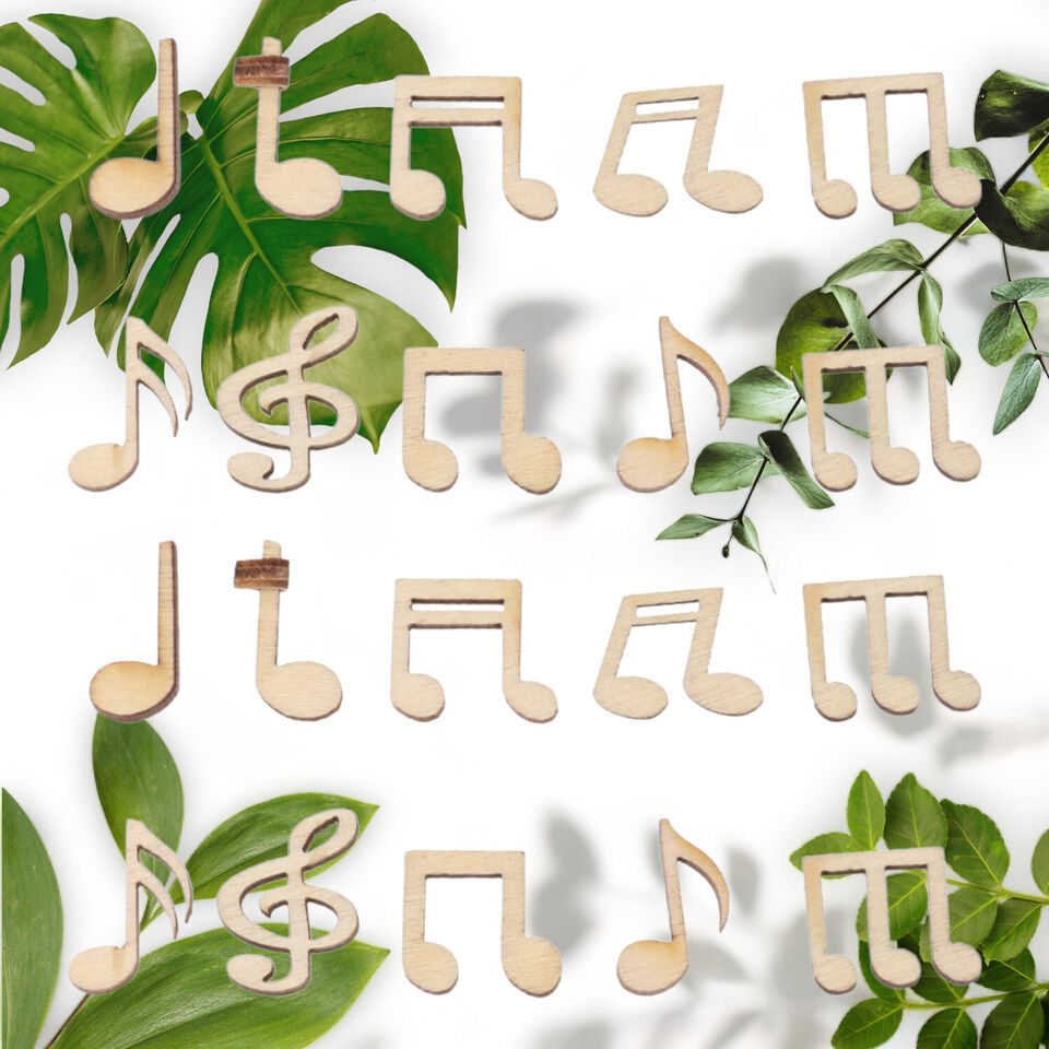 200pcs Music Note Wood Cutouts - Unfinished Musical Symbol Shaped ...
