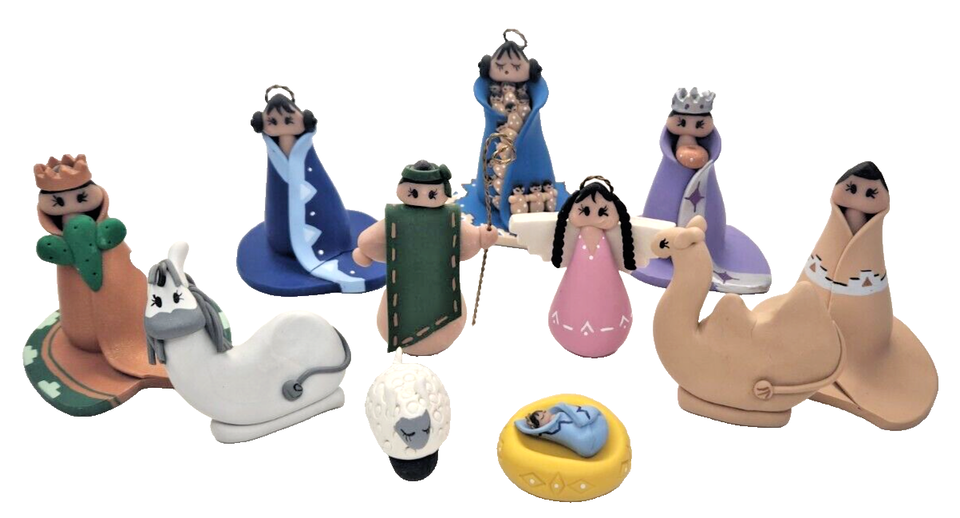 Native American Nativity Set Scene Indoor Clay Pottery Vintage 12 Piece ...