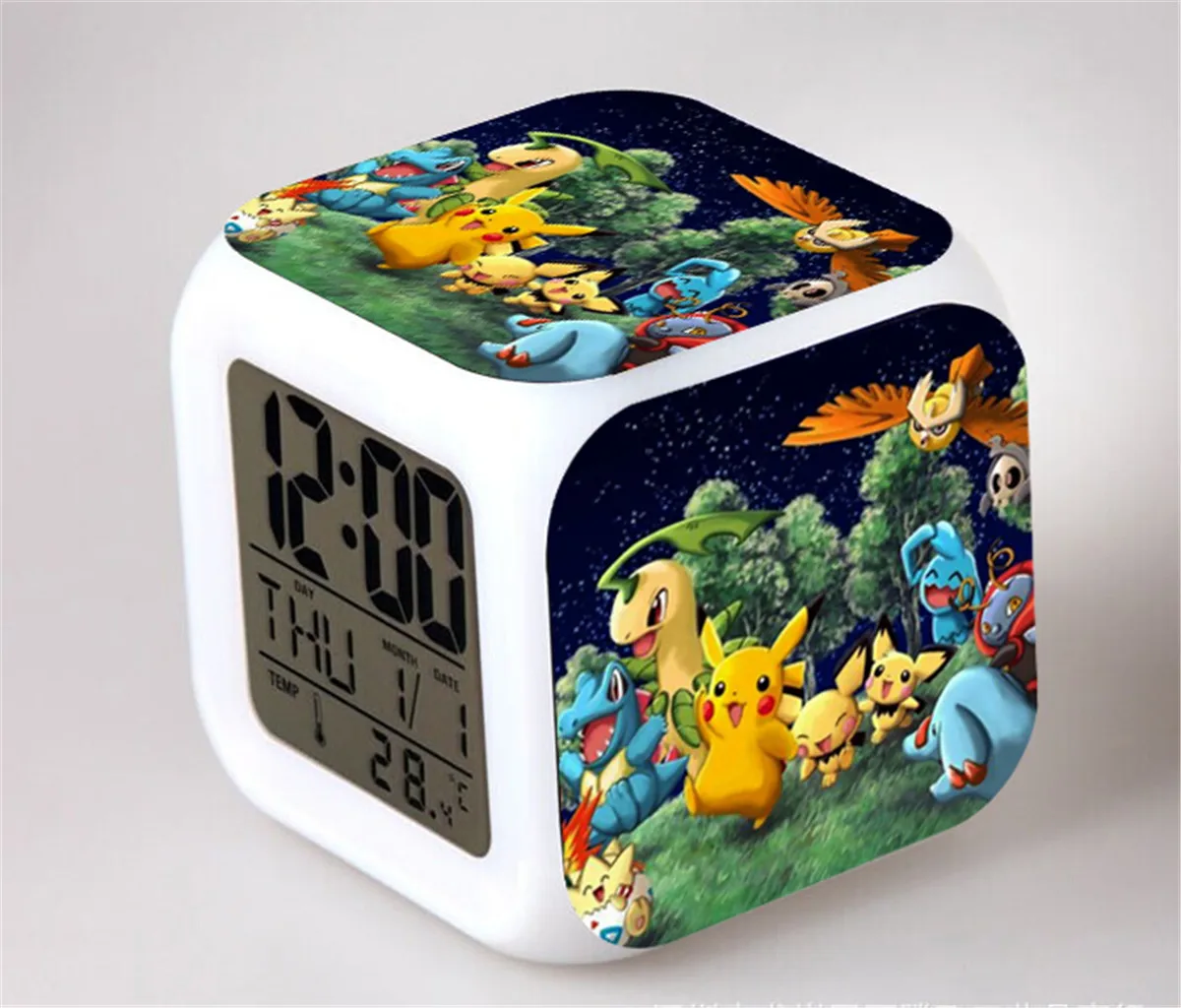 Anime Pokemon Alarm Clock Pikachu LED Kawaii Pocket Monster Figure ...