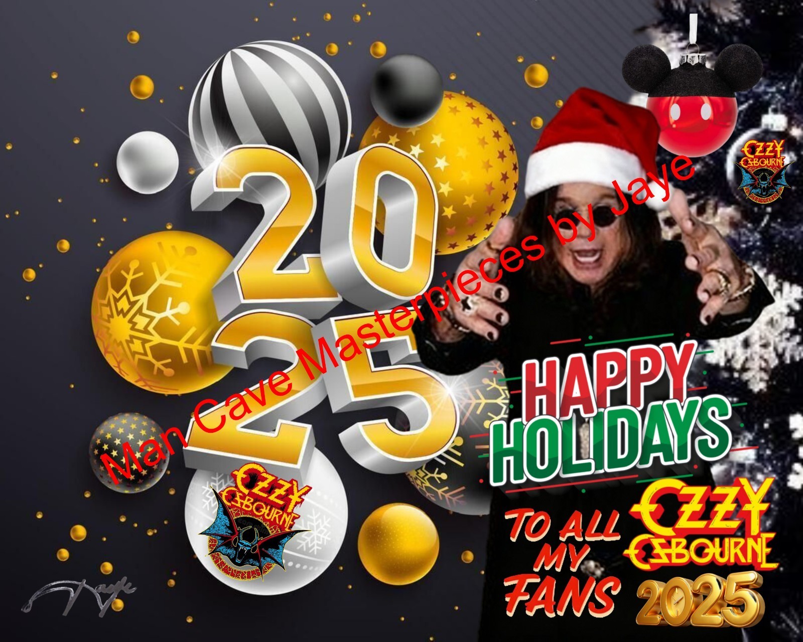 Ozzy Osbourne Happy Holidays 8x10 for Office Wall Decor, Entrepreneur ...