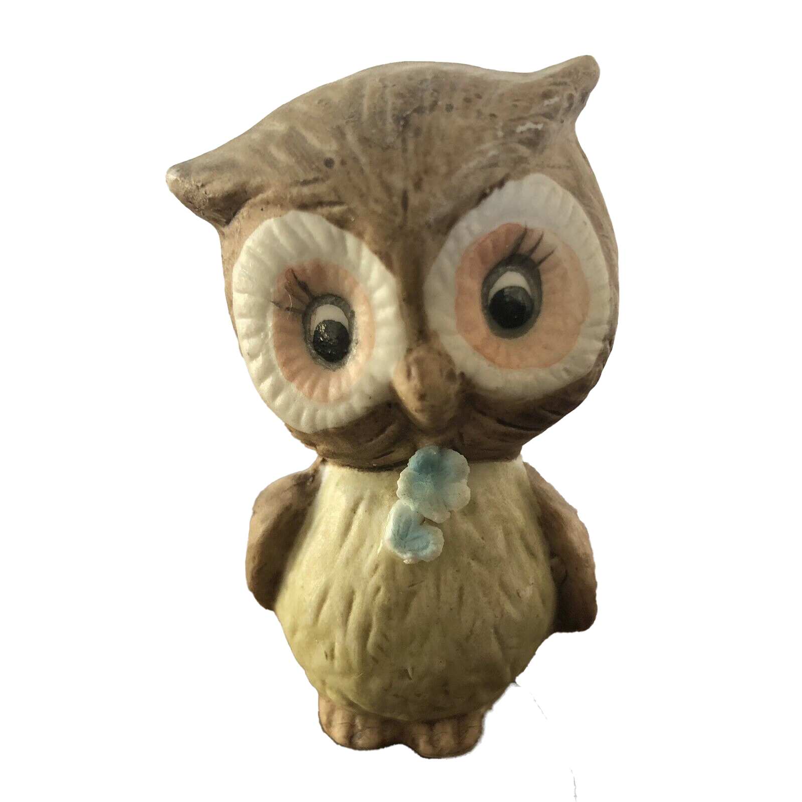 Vintage Lego Ceramic Owl with Blue Floral Bowtie 3" Tall Big Eyes ...