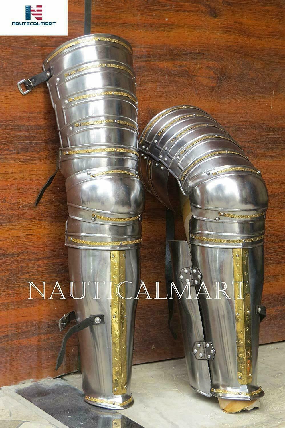Medieval Leg Guards knight Leg Armor, Upper Leg- Knees and Greaves ...