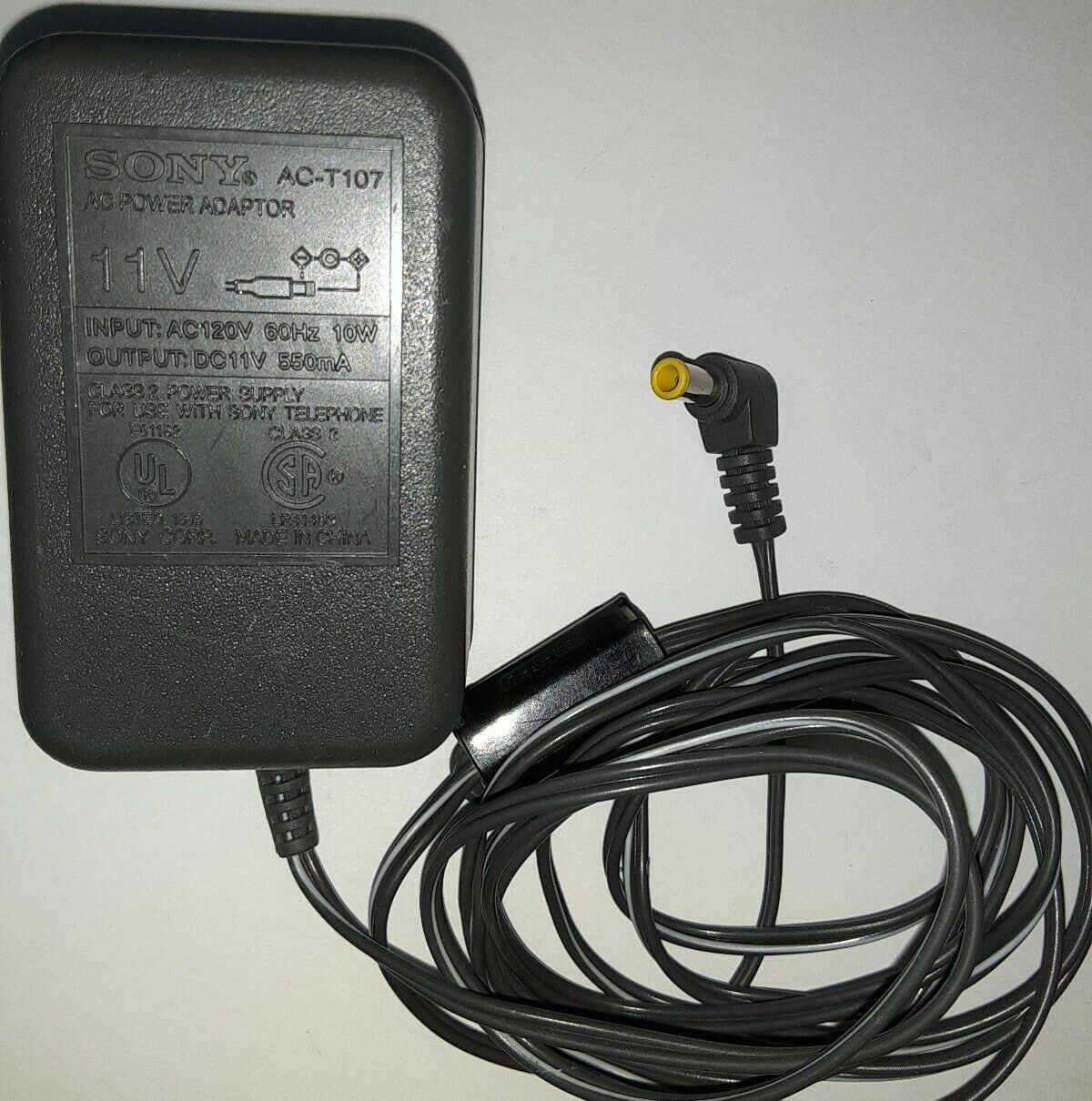 Sony AC-T107 AC Power Supply Adaptor DC 11V 550mA Output Telephone ...