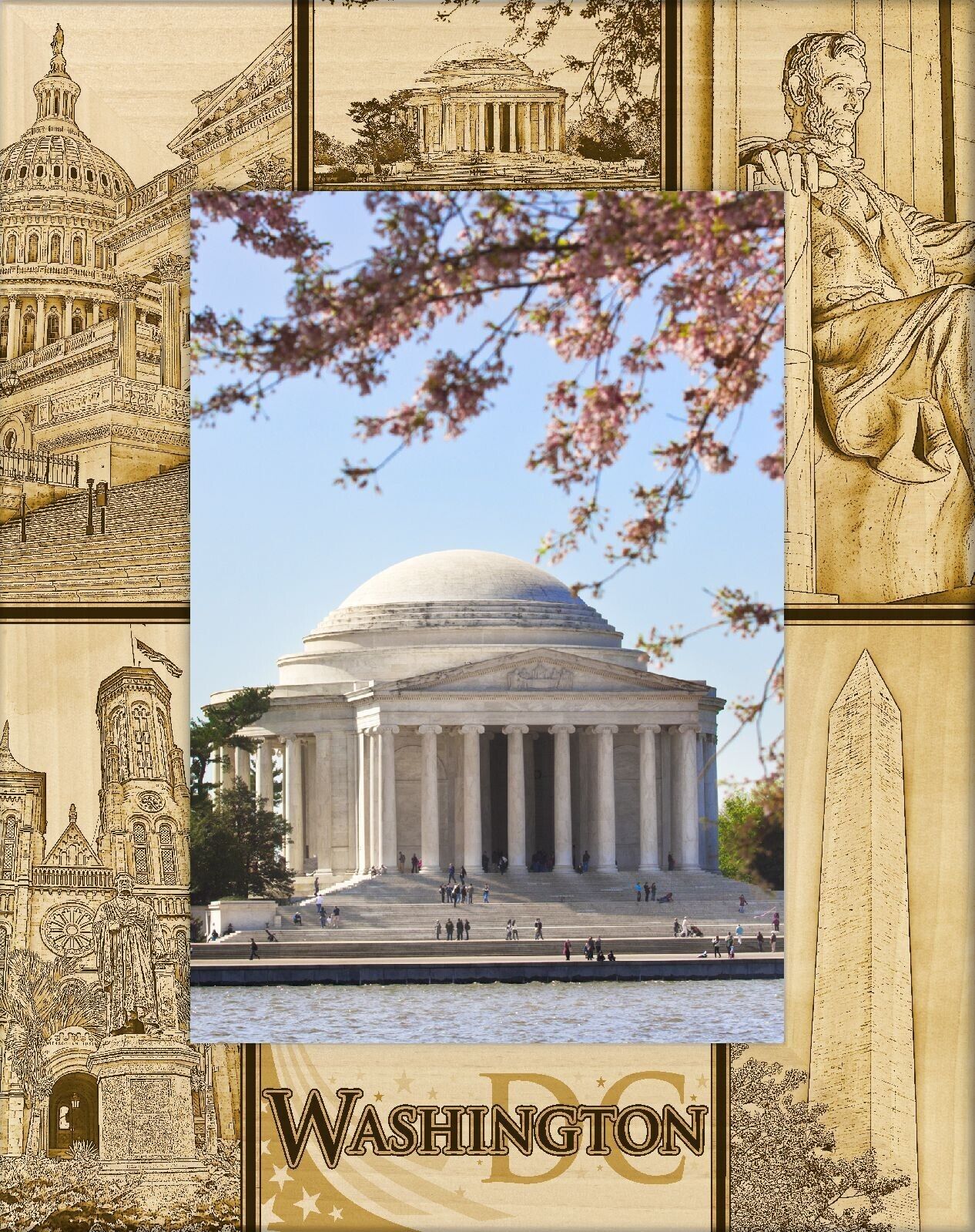 Washington D.C. Laser Engraved Wood Picture Frame Portrait (8 x 10 ...