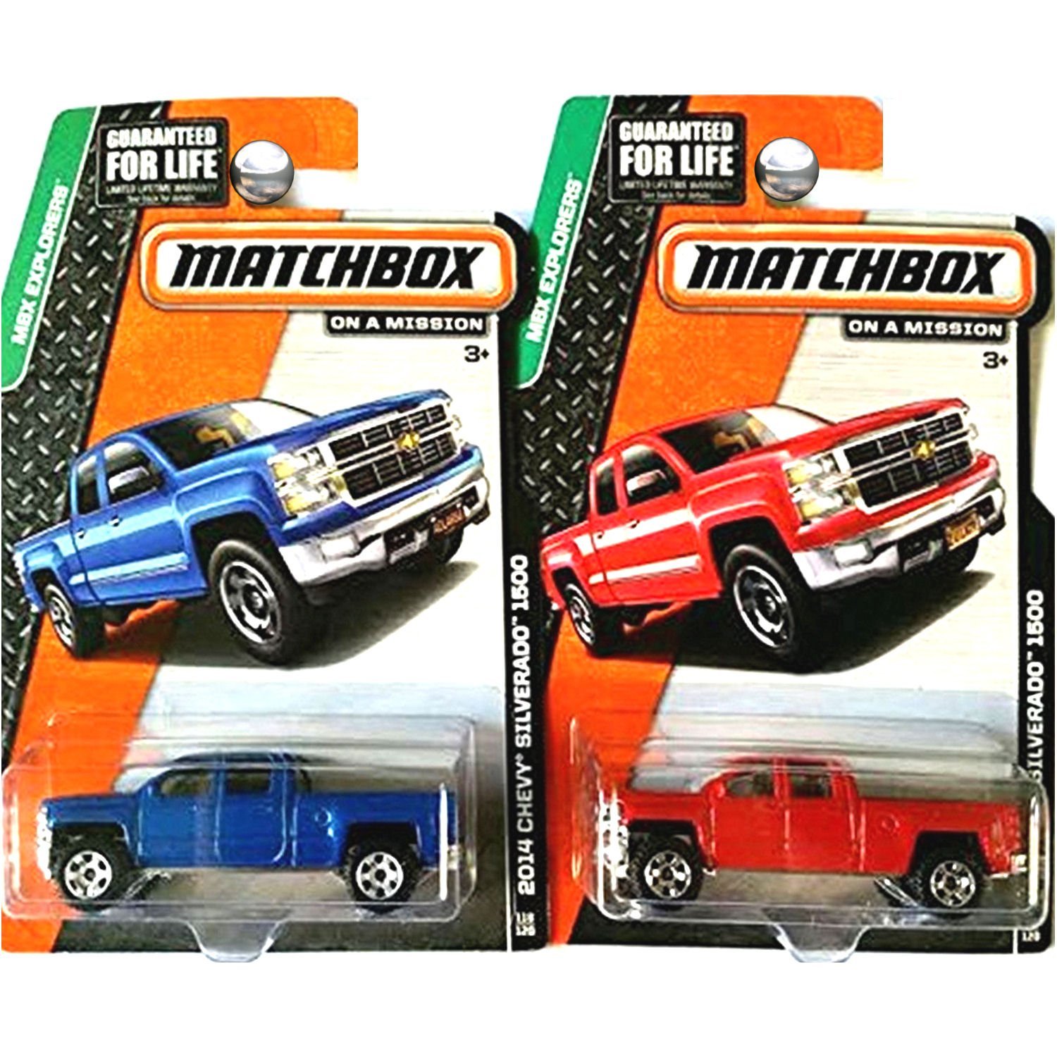 Matchbox MBX Explorers Chevrolet Chevy Silverado 1500 Blue and Red SET ...