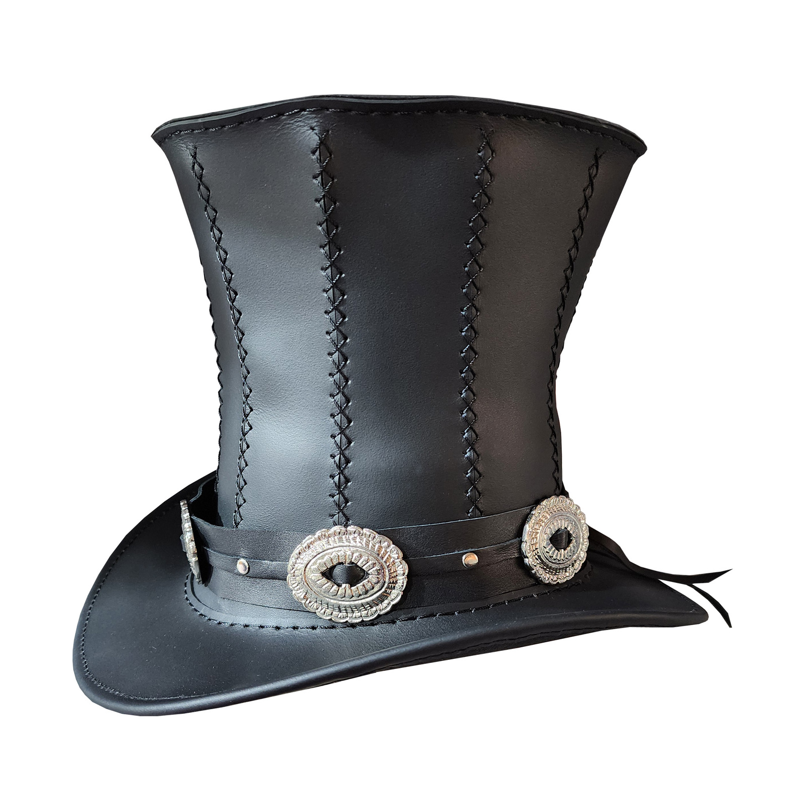 Rock Star Slash Inspired Black Leather Top Hat - Hats