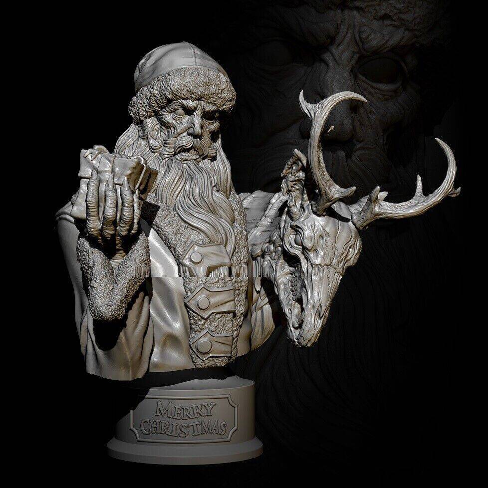 1/16 BUST 55mm Resin Model Kit Angry Undead Santa Unpainted - Figures