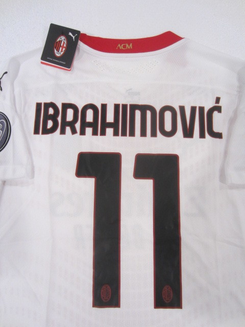 Zlatan Ibrahimovic AC Milan Serie A Match Slim White Away Soccer Jersey ...
