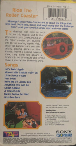 Kidsongs:Ride The Roller Coaster VHS 1990-VERY RARE SONY DUST COVER ...