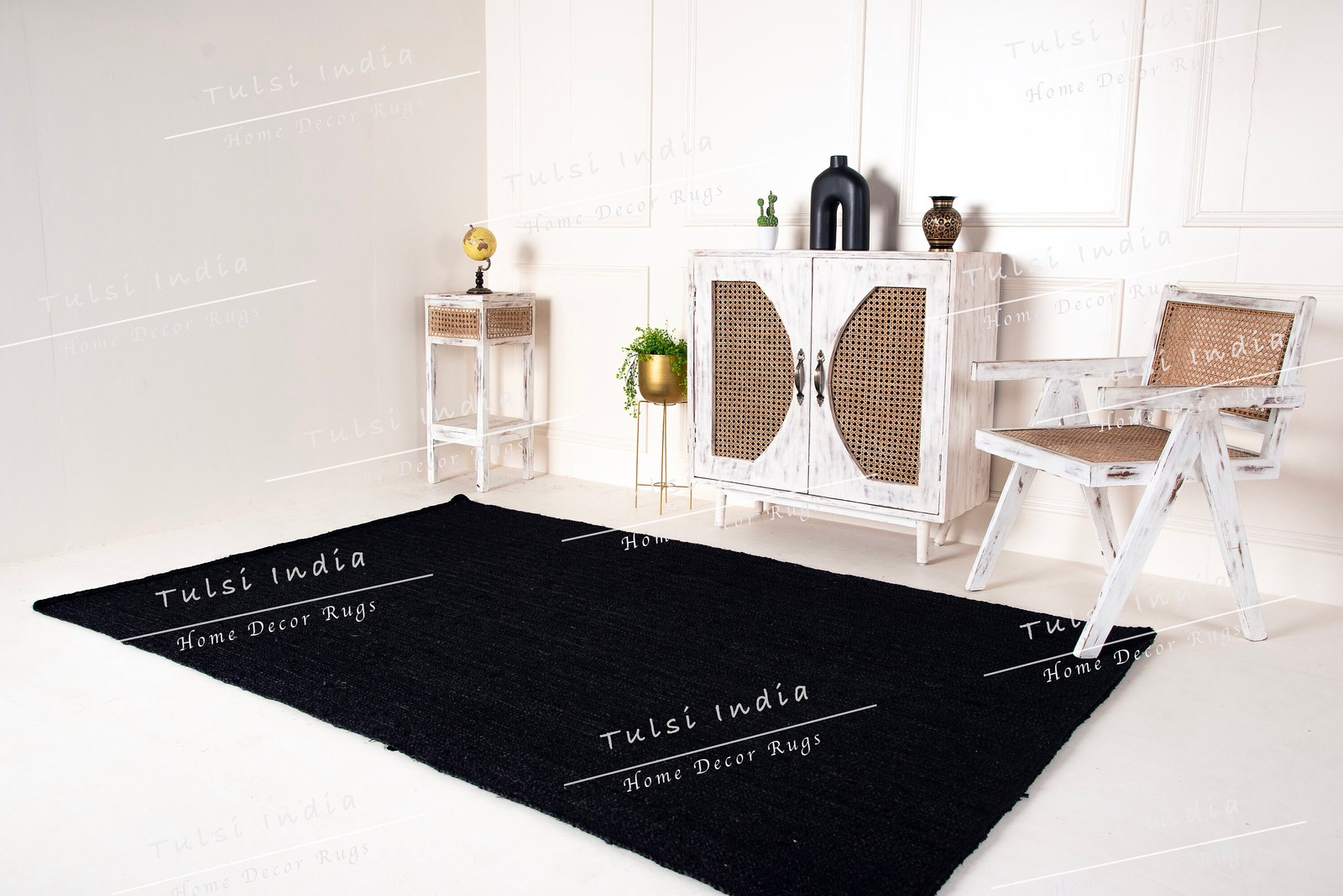 Black jute rug, village weaving jute rug, farmhouse rug, solid jute rug ...