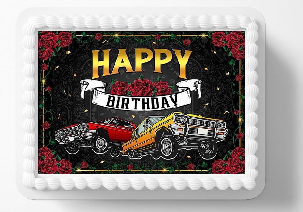 Lowrider Cars Car Club Homie Edible Image Birthday Cake Topper Edible ...