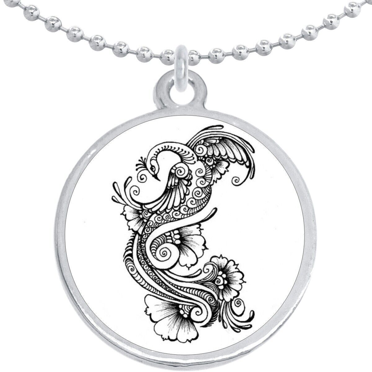 Peacock Outline Round Pendant Necklace Beautiful Fashion Jewelry ...