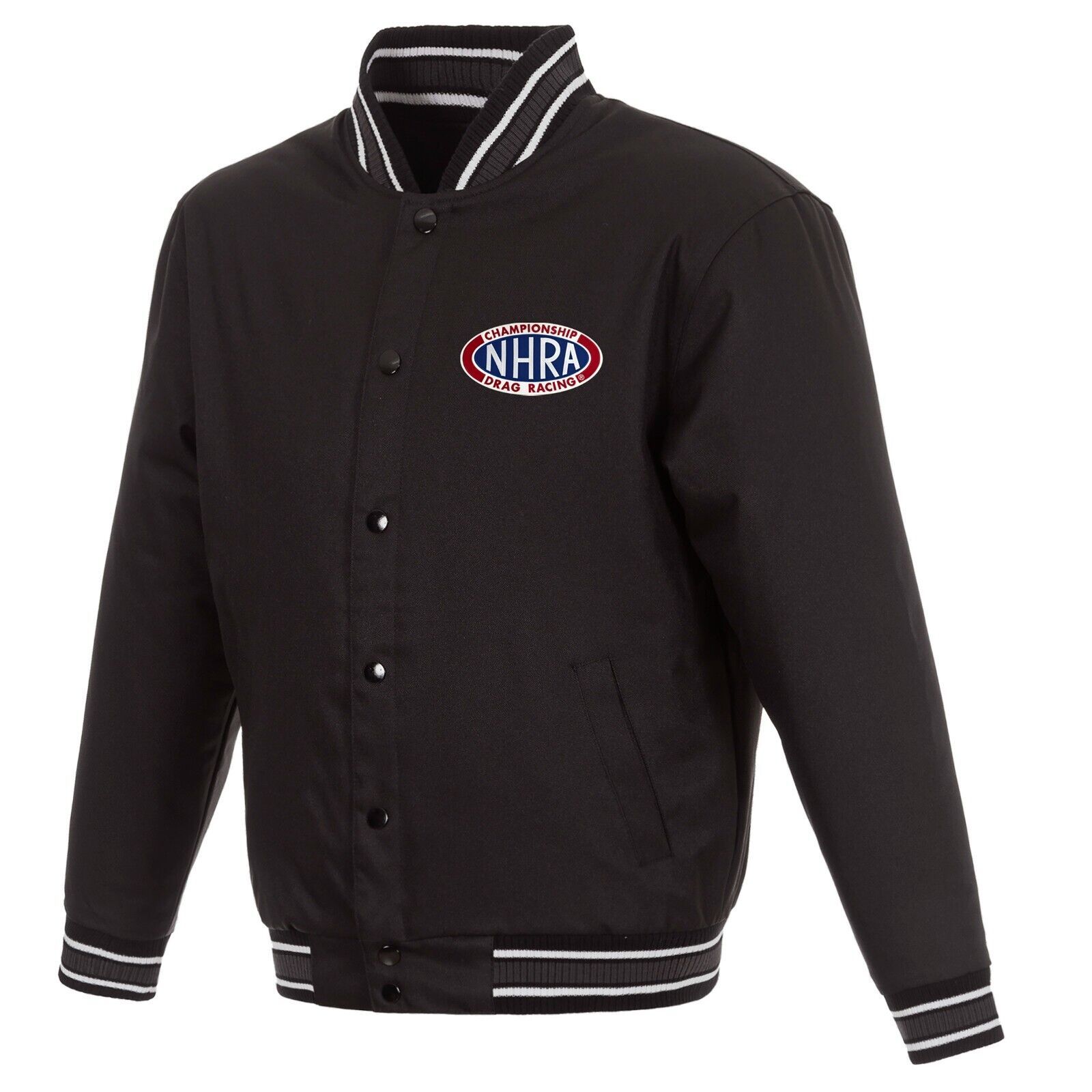 NHRA JH Design Two Hits Poly Twill Varsity Jacket Embroidered Patch ...