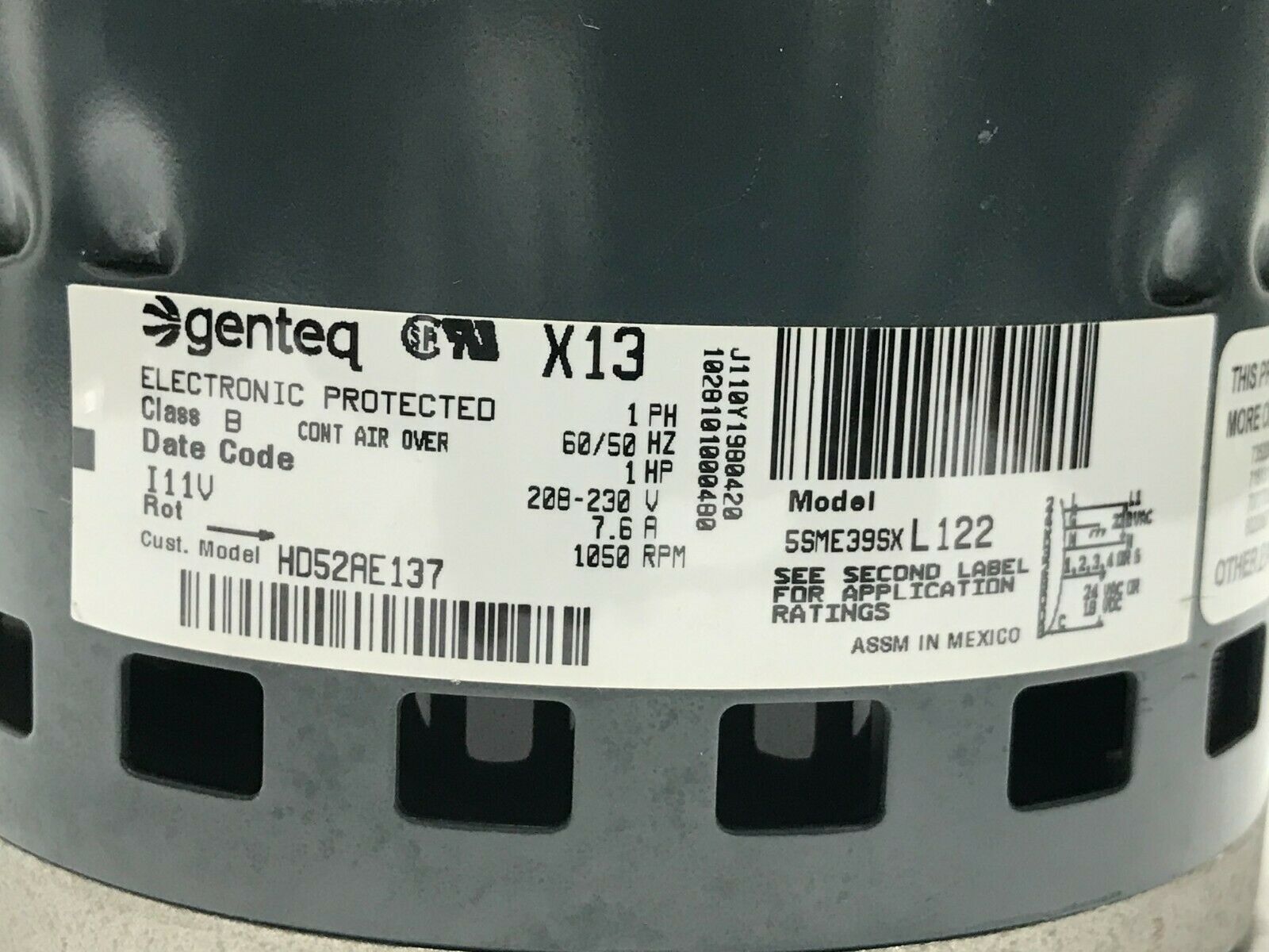 Genteq Ecm Blower Motor 5SME39SXL122 and similar items