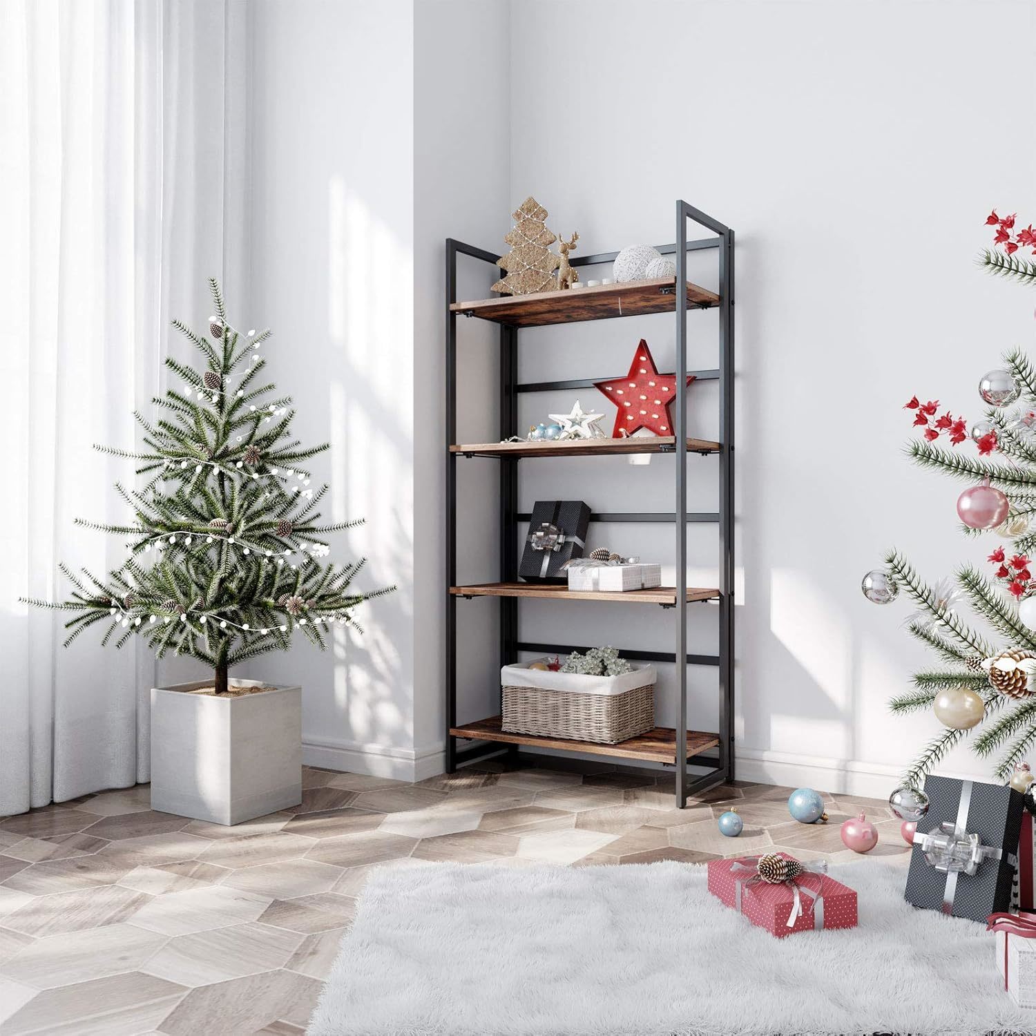 The Sturdy And Stable Vasagle Industrial Bookshelf, Folding Bookcase, 4 ...