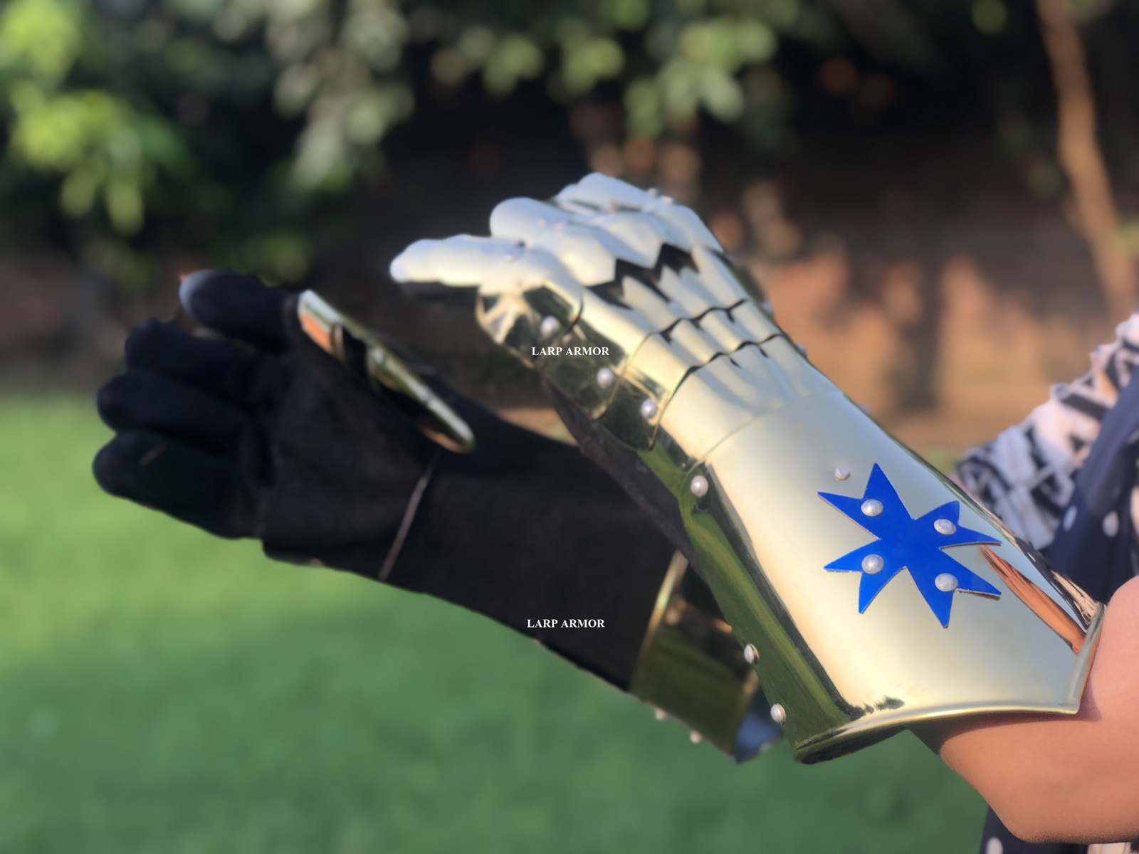 NauticalMart Knight Gauntlet Armour Etching Work Brass Cosplay LARP ...