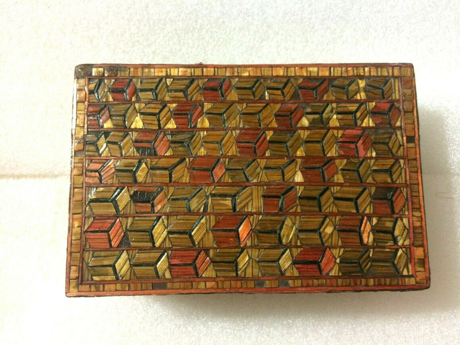 OLD ALBANIAN WOOD RECTANGULAR JEWELLERY BOX HANDMADE-COMMUNISM TIME ...