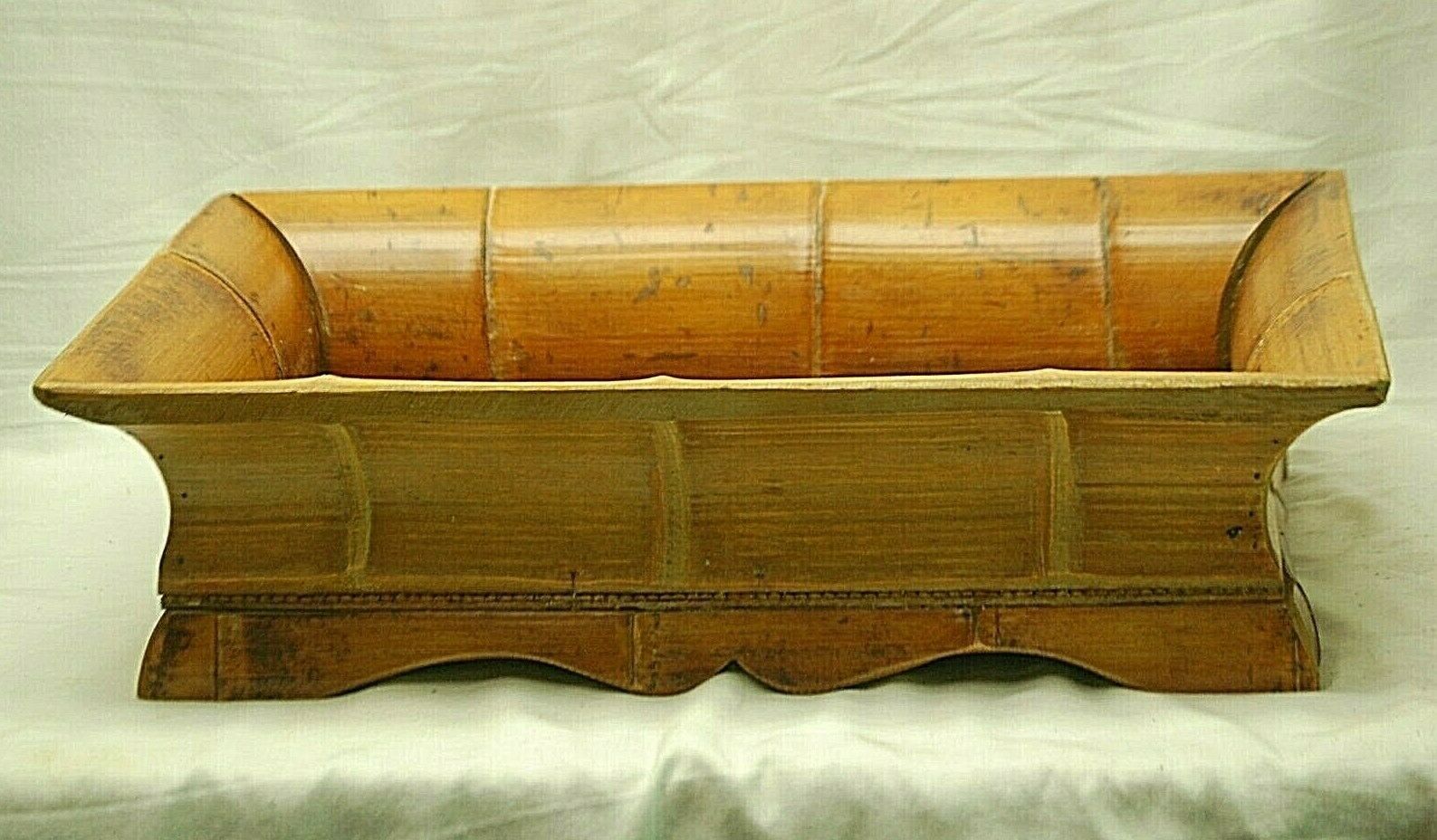 Bamboo Wooden Footed Serving Tray Tiki Bar Handmade Vintage 19-1/4" x ...
