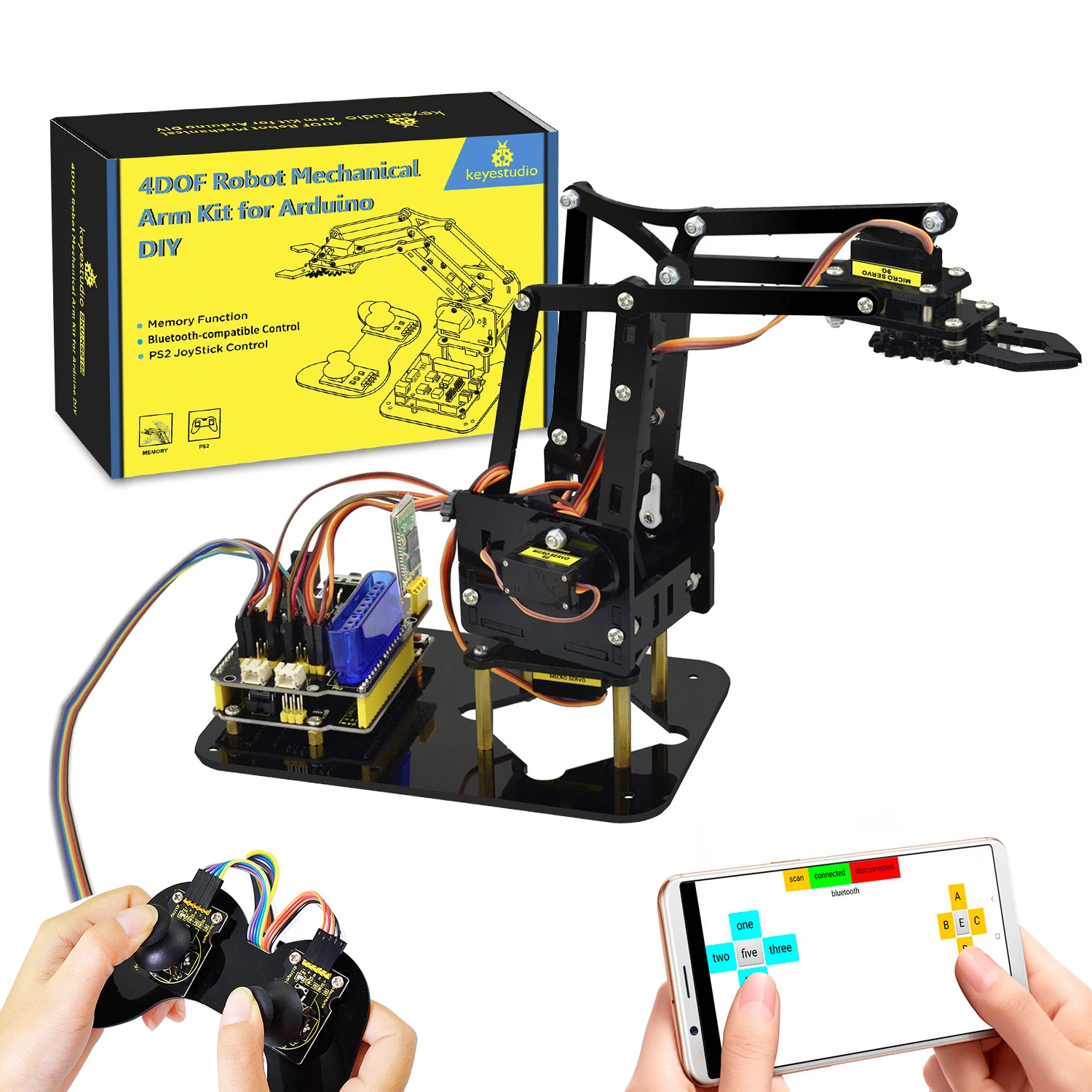 Keyestudio STEM 4DOF Robot Arm Kit with PS2 Control Mechanical Claw ... Keyestudio STEM 4DOF Robot Arm Kit with PS2 Control Mechanical Claw ...