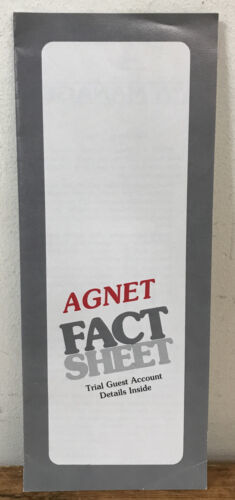 Vintage 1984 AGNET Fact Sheet Pamphlet Brochure Agricultural Software ...