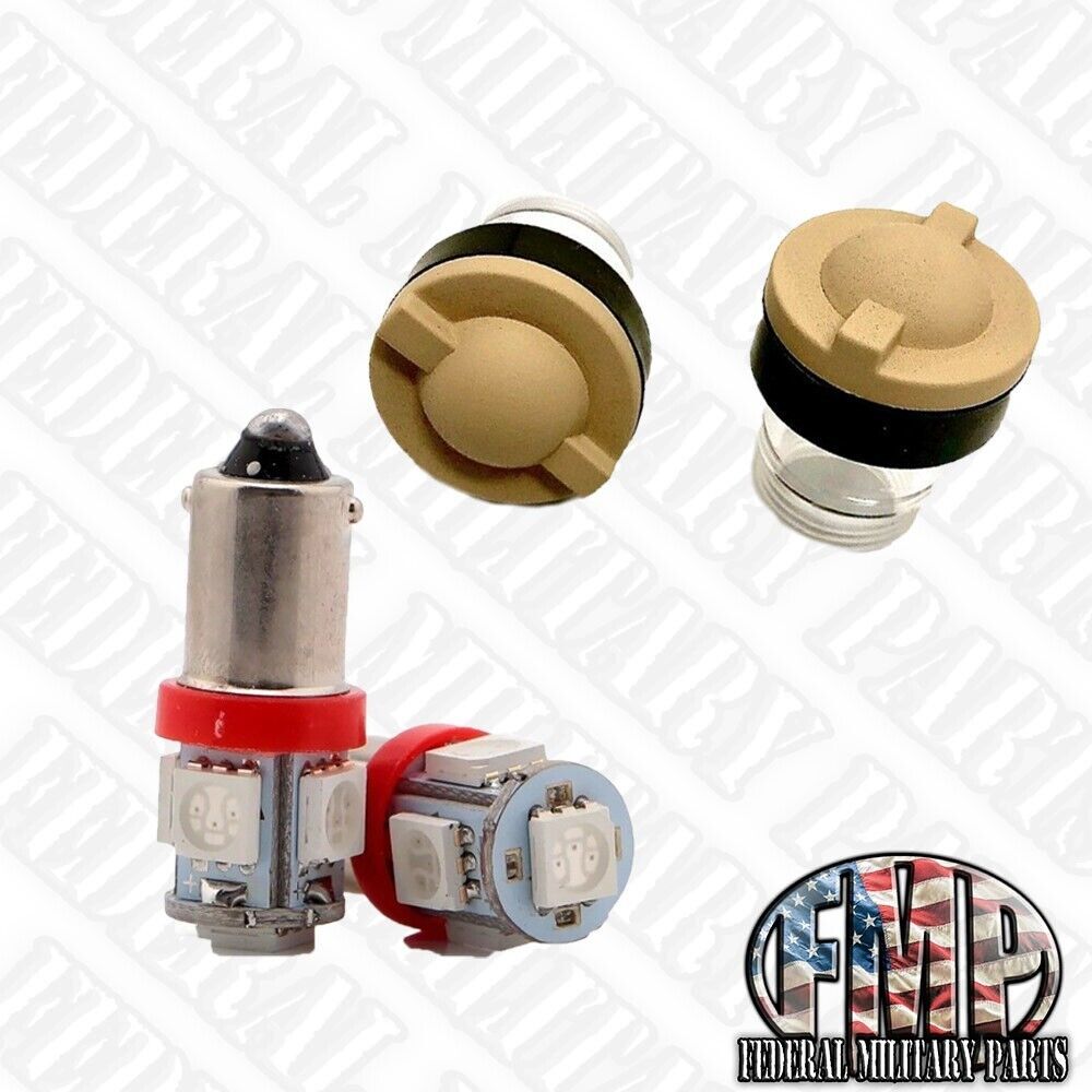 Red Dash Bulbs & Tan Lens Complete Kit Bulb- 6 PC SET fits Military ...
