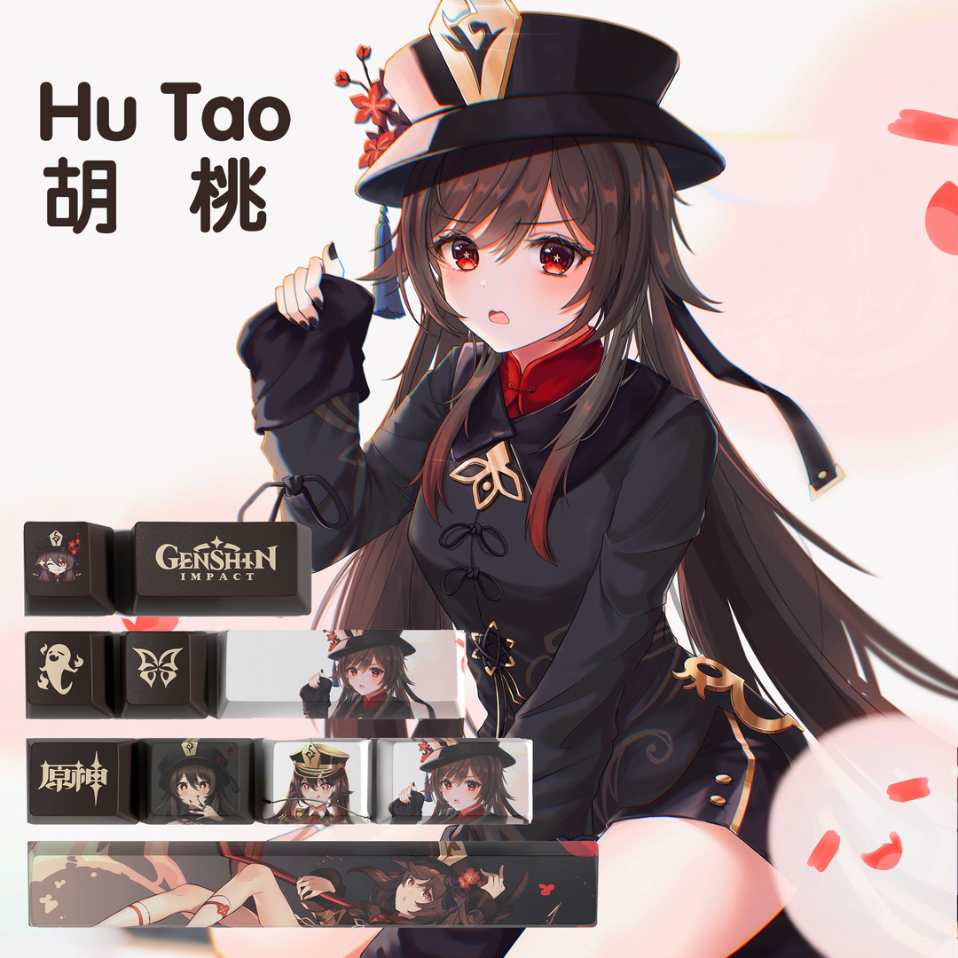 Genshin Impact Themed Keycaps Hutao PBT heat-sublimation keycaps 10 ...