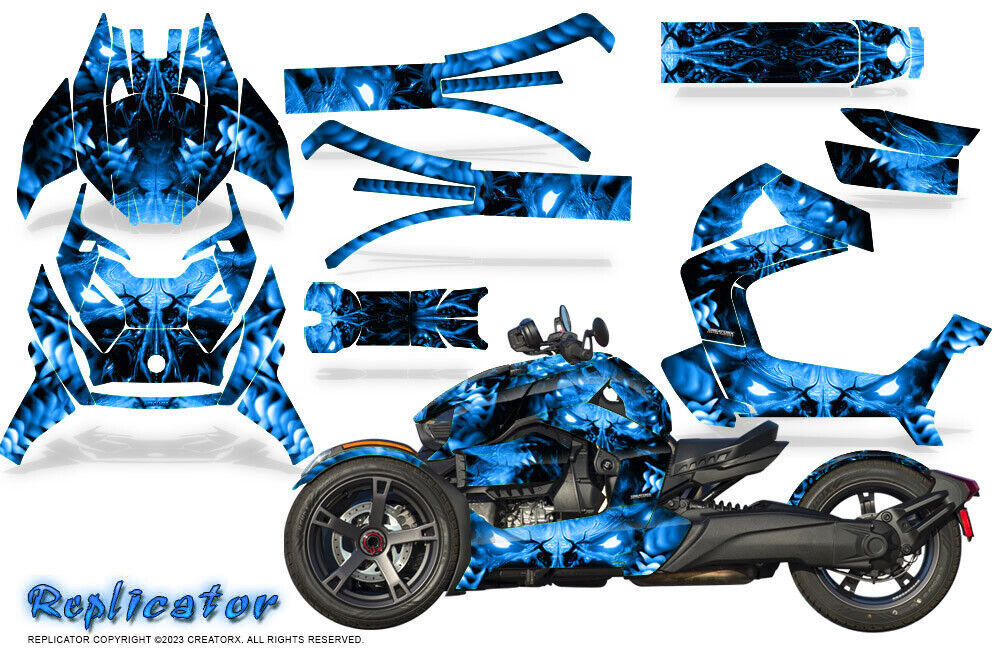 CAN-AM BRP RYKER 2019-2021 GRAPHICS KIT CREATORX DECALS REPLICATOR BLUE ...