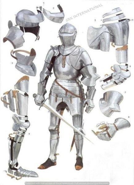 Medieval Knight German Armour Suit Battle Warrior Armour Suit 18 Gauge ...