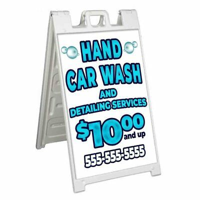 CUSTOMIZABLE HAND CAR WASH Signicade 24x36 Aframe Sidewalk Sign Banner ...