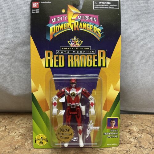 1995 Bandai Mighty Morphin Power Rangers Metallized Red Ranger Original ...
