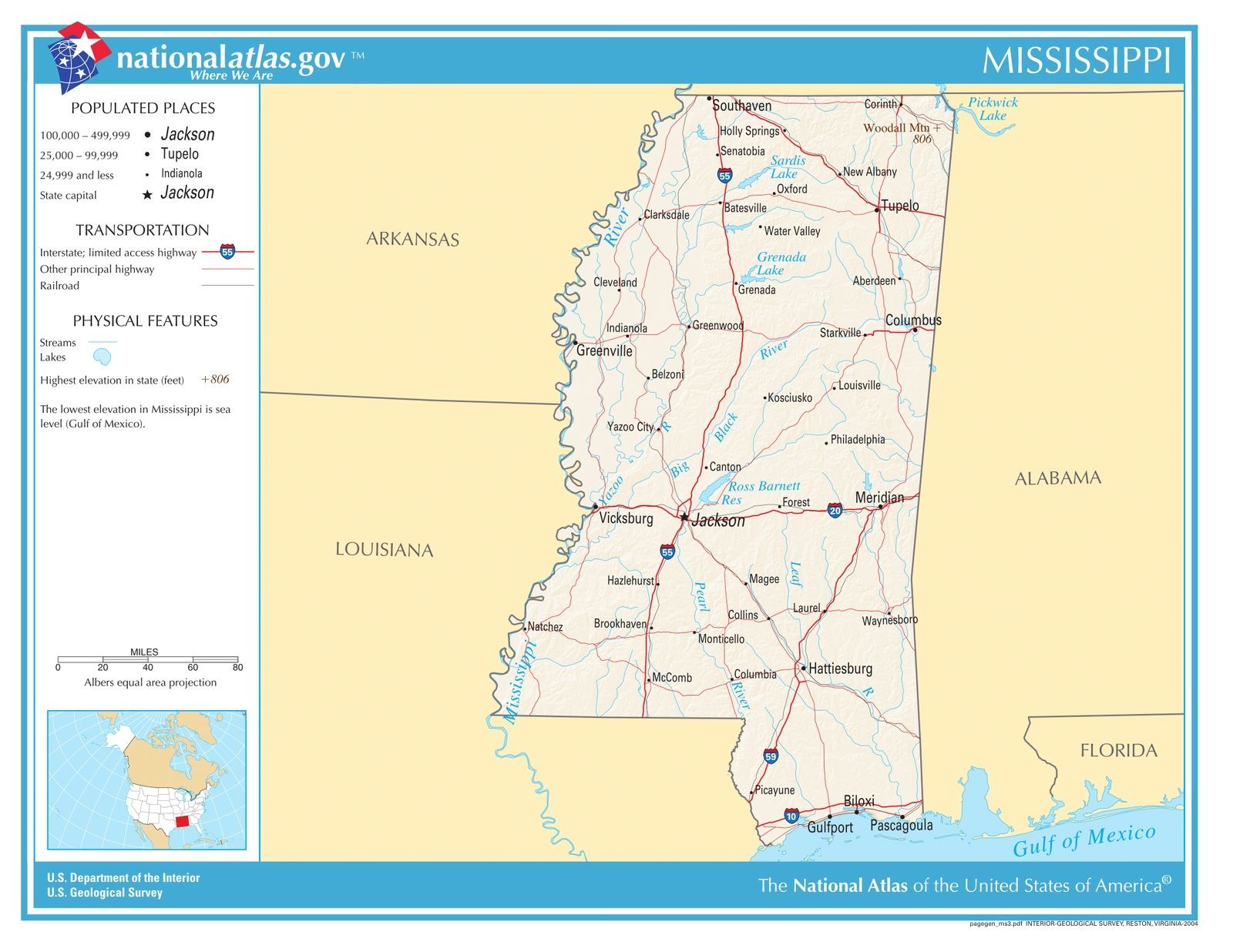 Mississippi State Reference Laminated Wall Map - Maps & Atlases