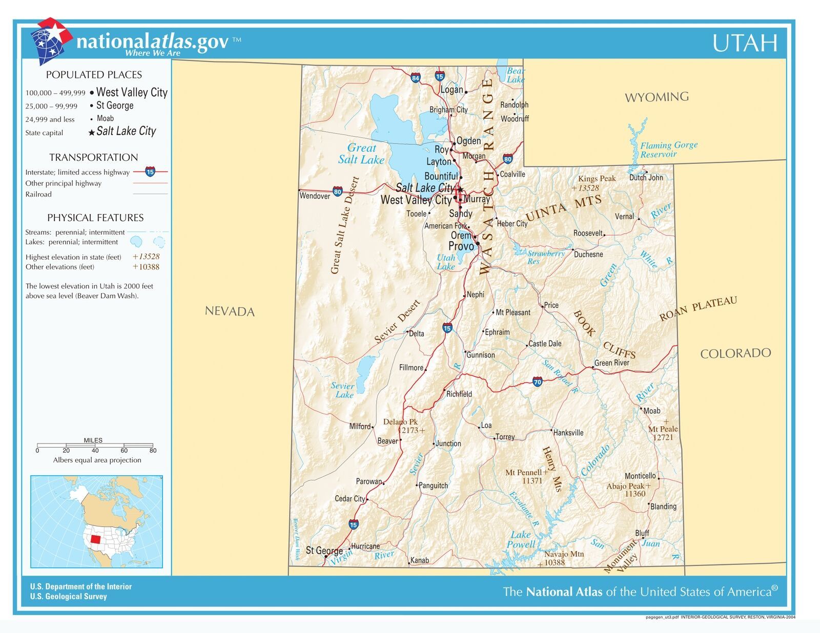 Utah State Reference Laminated Wall Map - Maps & Atlases