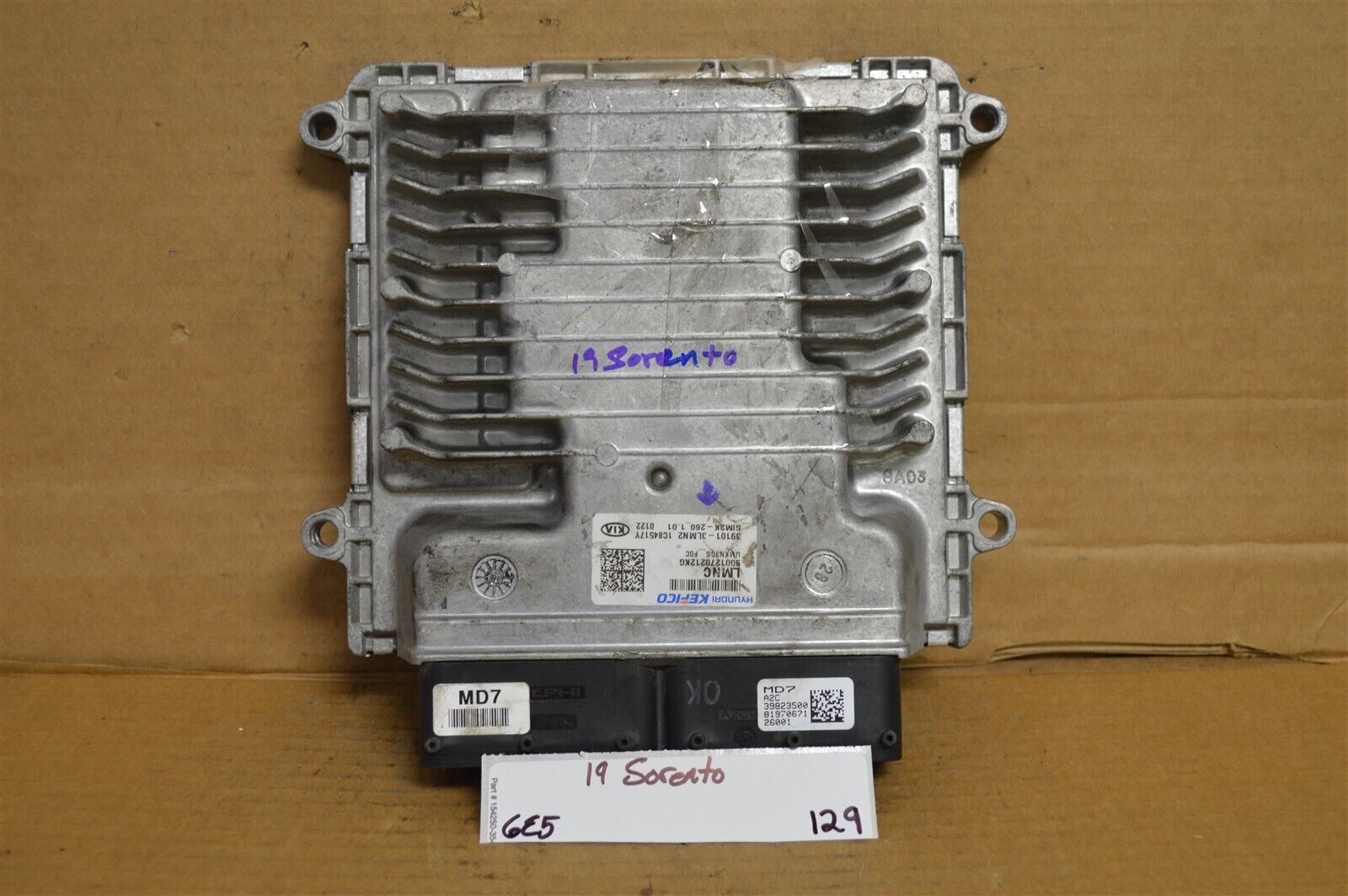 2019 Kia Sorento Engine Control Unit ECU 391013LMN2 Module 129-6E5 ...