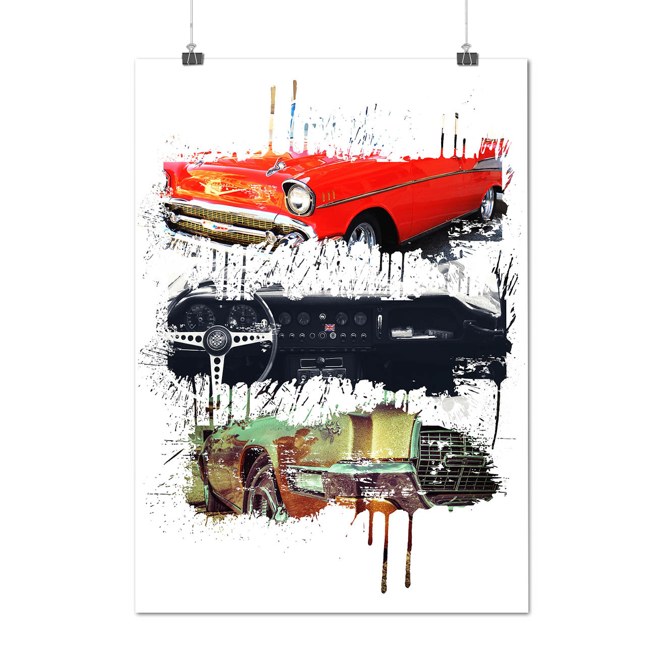 American Old Classic Car Paint Splash Matte/Glossy Poster A0 A1 A2 A3 ...