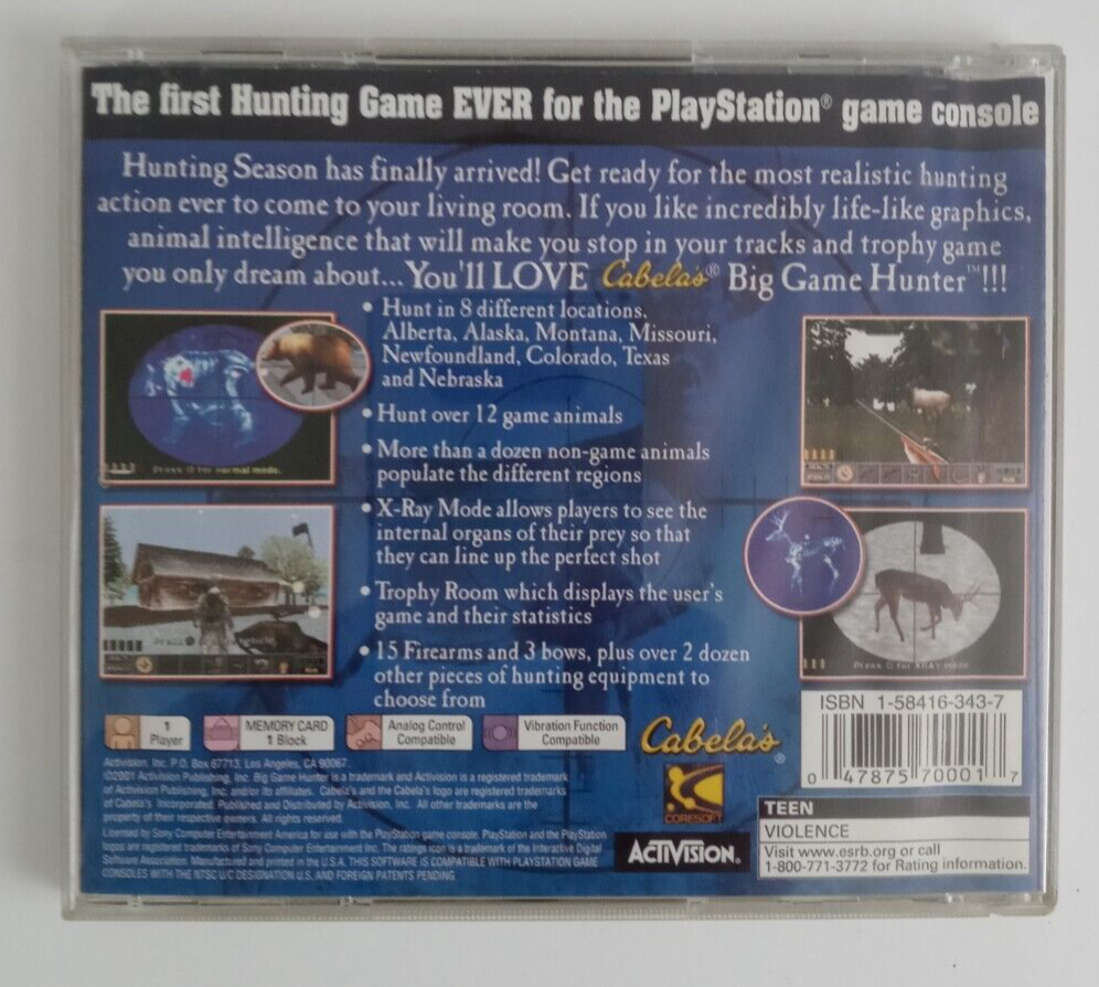Cabela's Big Game Hunter Ultimate Challenge PS1 PlayStation 1 Complete ...