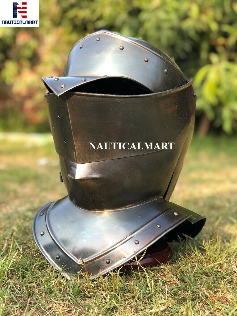 Medieval Epic Armor Helmet Black Closed Knight Cosplay Costume Larp ...