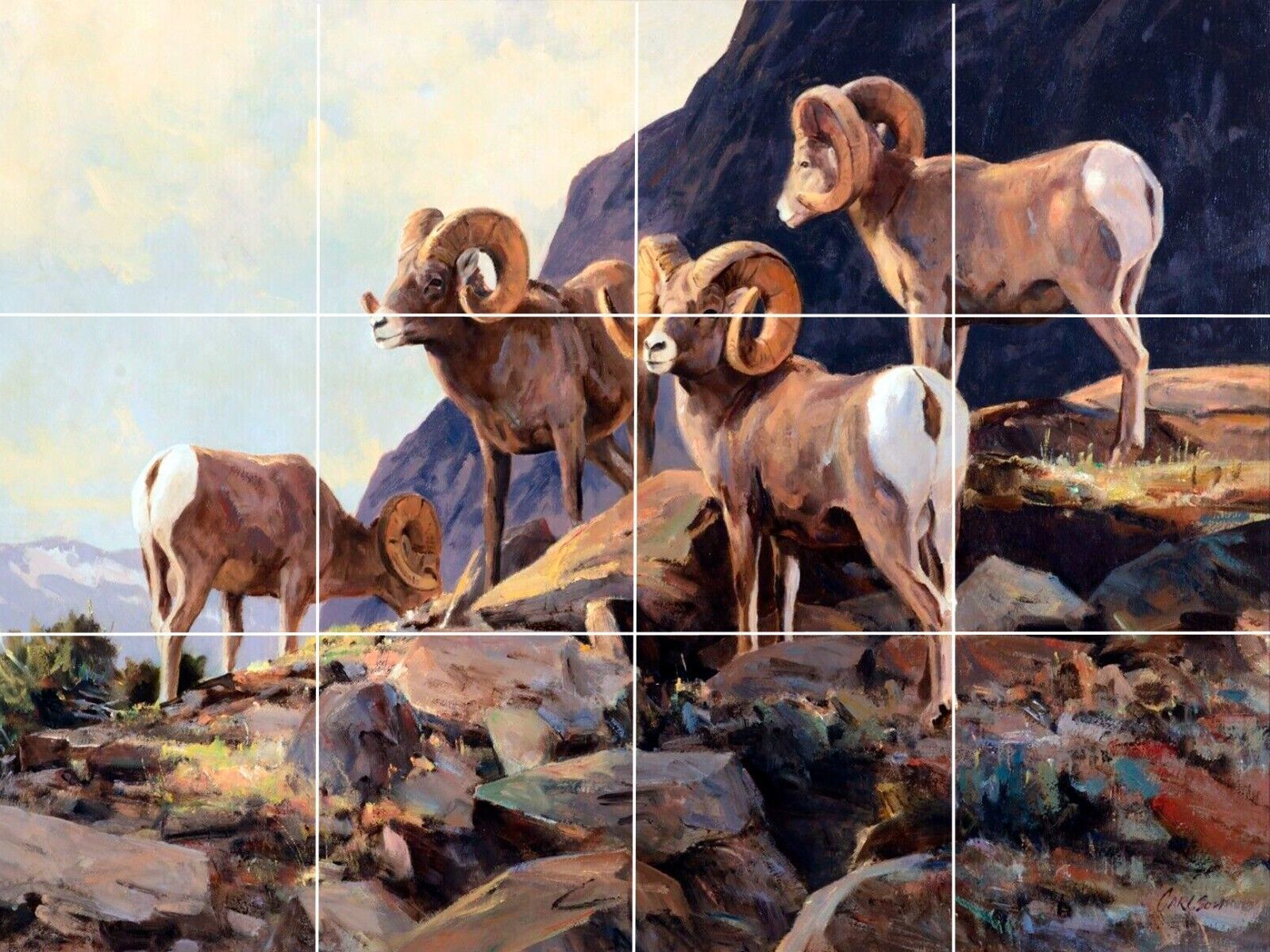 Rams Mountain Goats Wildlife country western ceramic tile mural ...