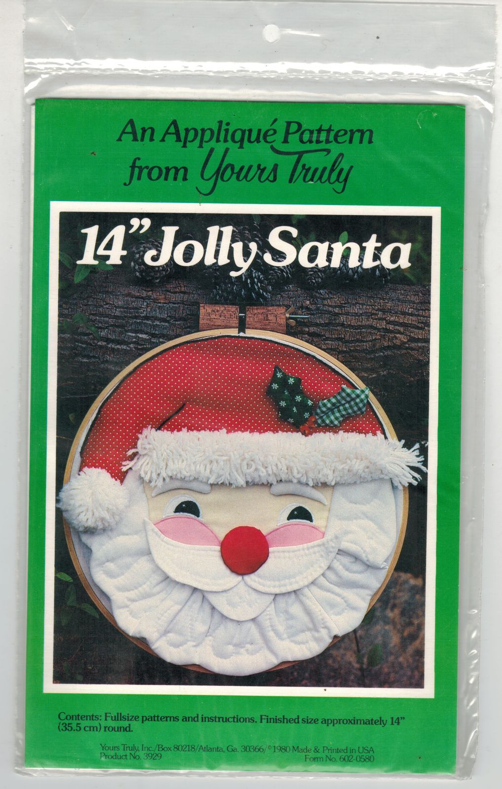 1980 Stuffed 14" Round Hoop Christmas Jolly Santa Claus Applique Sew ...
