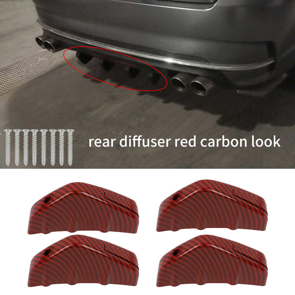 4PCS Rear Bumper Diffuser Fin Spoiler Lip 4 Wing Splitter Carbon Fiber ...