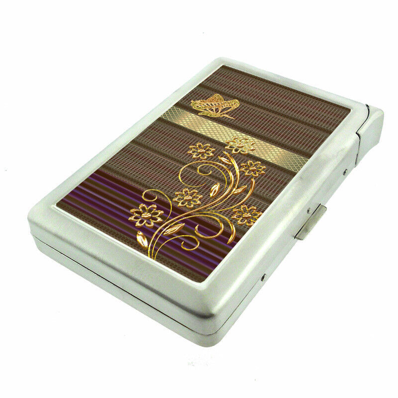 Classic Butterfly Em1 100's Size Cigarette Case with Built in Lighter ...