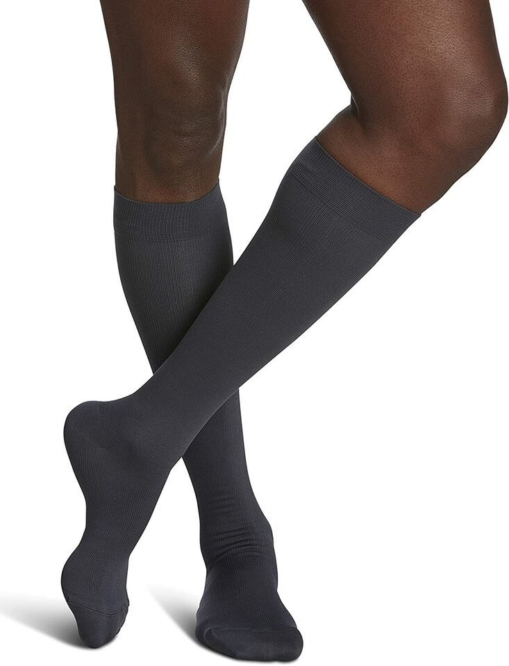 SIGVARIS Style Microfiber Closed Toe Calf-High Socks 20-30 Steel Grey ...