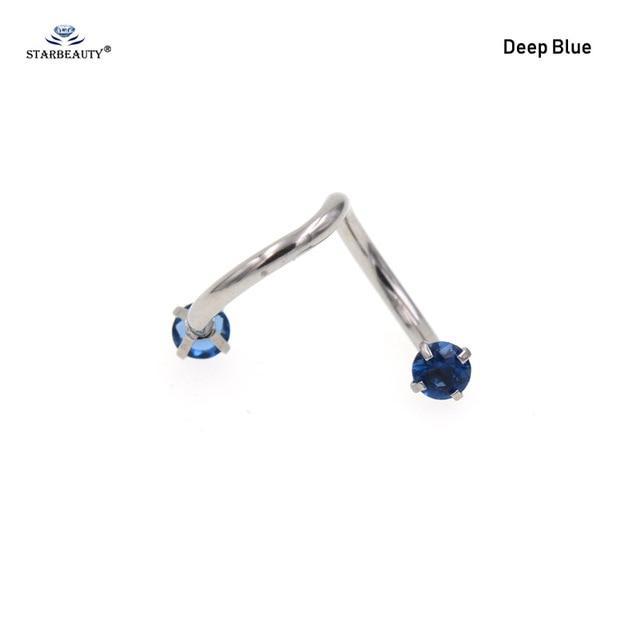 Starbeauty 1.2*8mm S Shape Round Gem Tragus Helix Piercing Oreja Labret ...