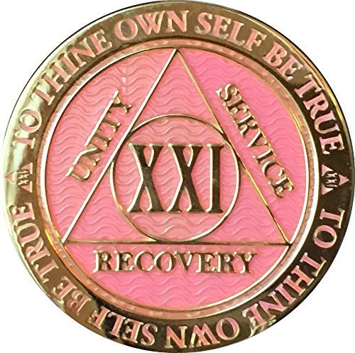Recoverychip 21 Year AA Medallion Reflex Pink Gold Plated Chip - Toys ...