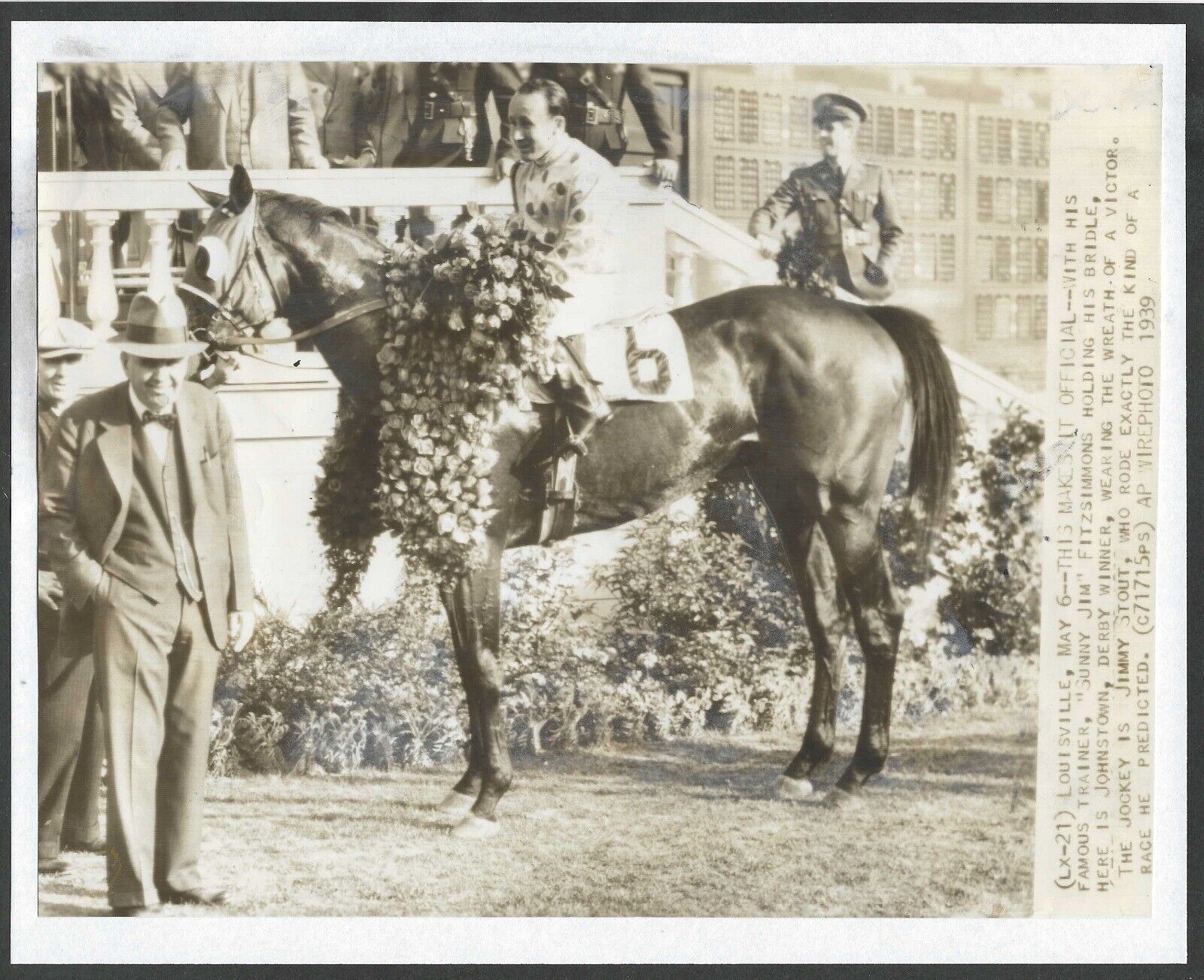 1939 - JOHNSTOWN and Trainer "Sunny Jim" Fitzsimmons - 10" x 8" - Horse ...