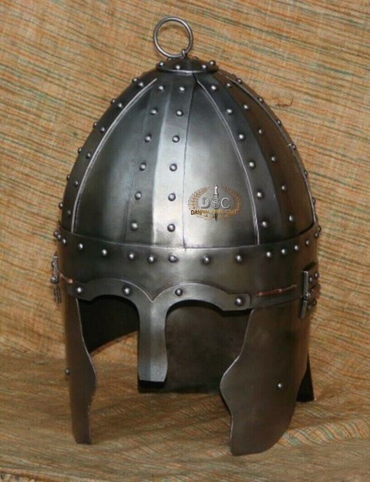 16 gauge MEDIEVAL VISOR BARBUTA preowned leather armor knight helmet ...