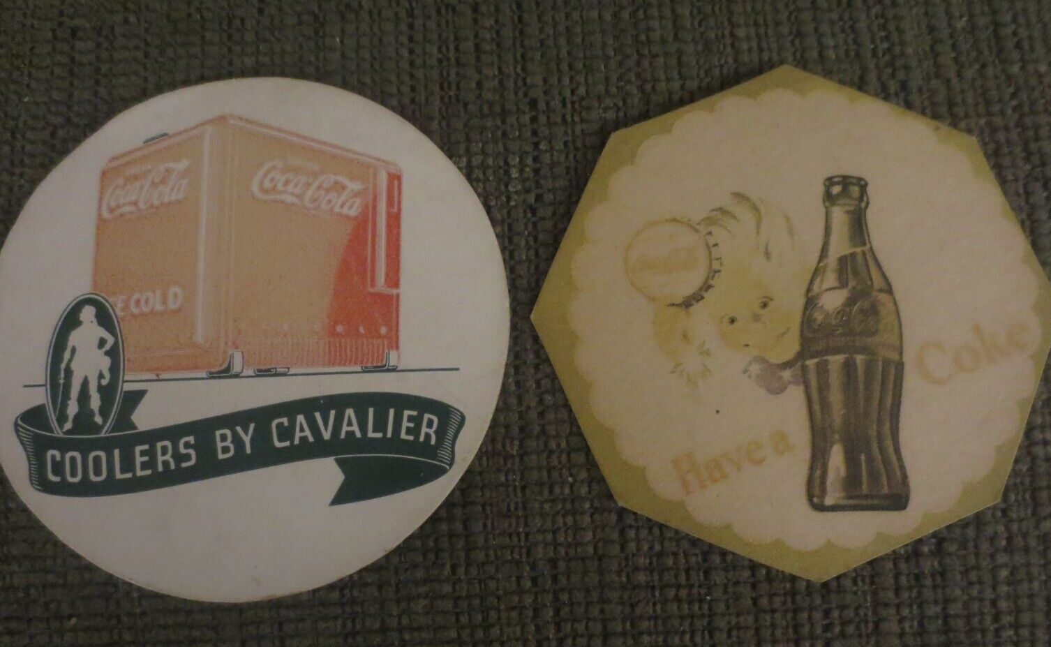 Set 2 Coca Cola Paperboard Coaster - Cavalier Coolers & Sprite Boy Have ...