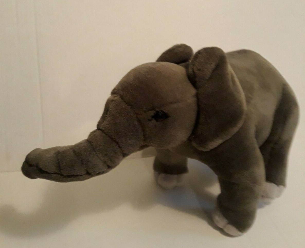 Discovery Elephant Gray Plush 14" Soft Toy Standing 9" Grey Stuffed Zoo ...