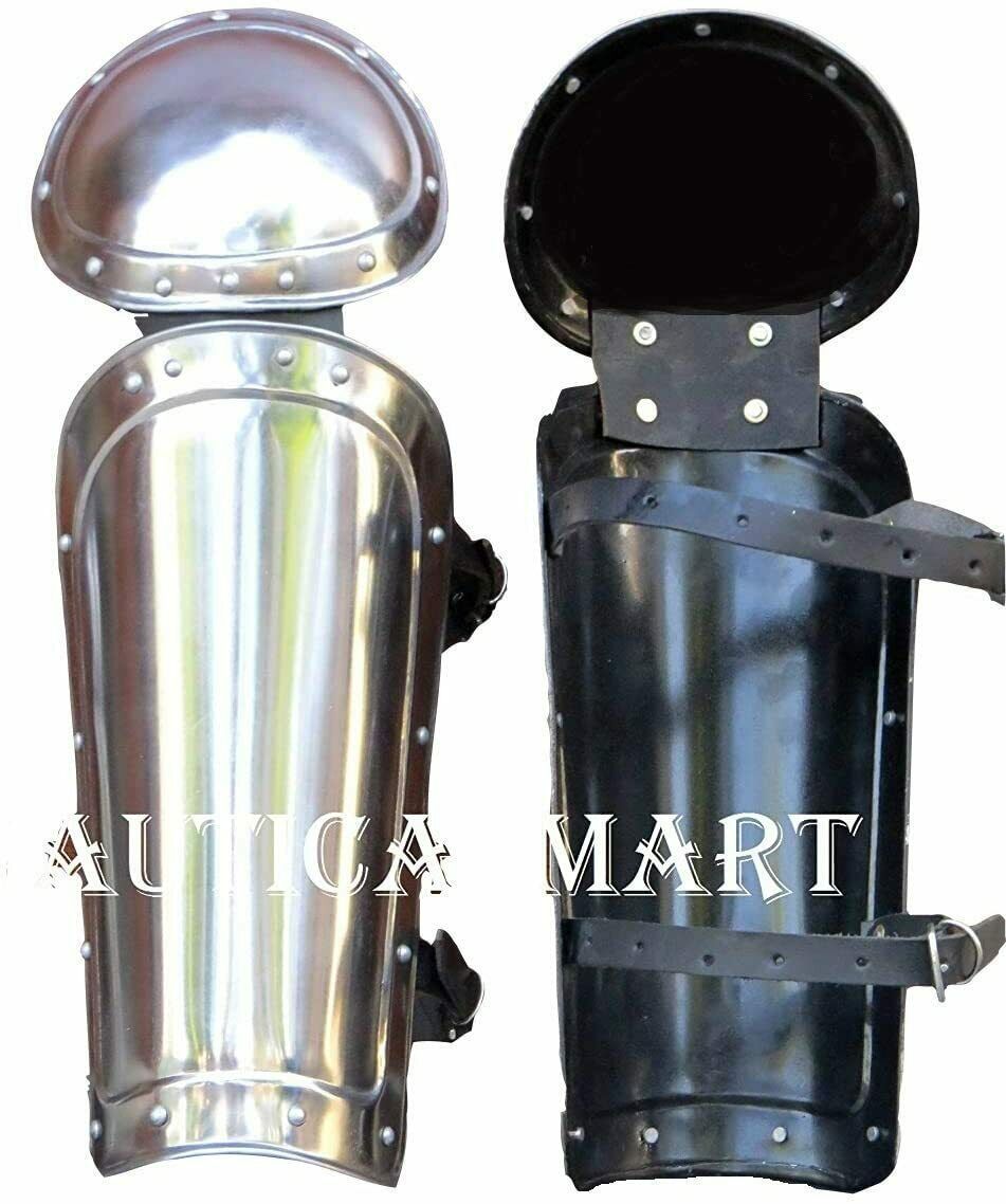 Medieval Leg Guards Conquest Leg Armor, Silver LARP - Halloween ...