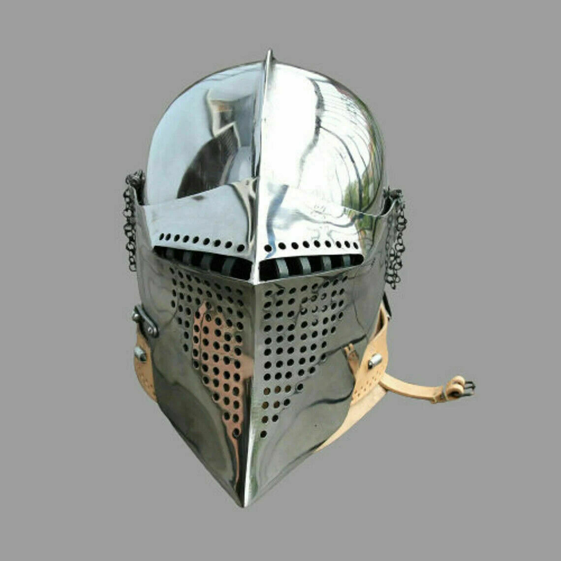 16 Gauge Steel Medieval Barbuta Bascinet Type Fighting Helmet - Knives ...