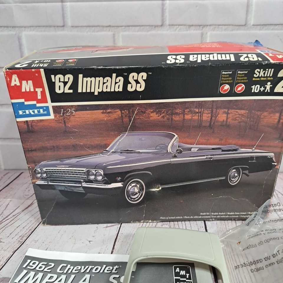 AMT ERTL 62 Chevy Chevrolet Impala SS Convertible 1/25 1962 Unassembled ...